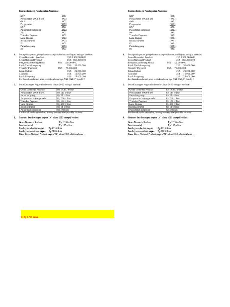 Rumus Konsep Pendapatan Nasional | PDF