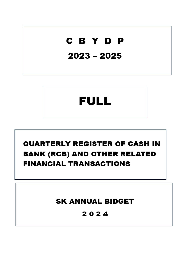 C B Y D P: Quarterly Register of Cash in Bank (RCB) and Other Related ...