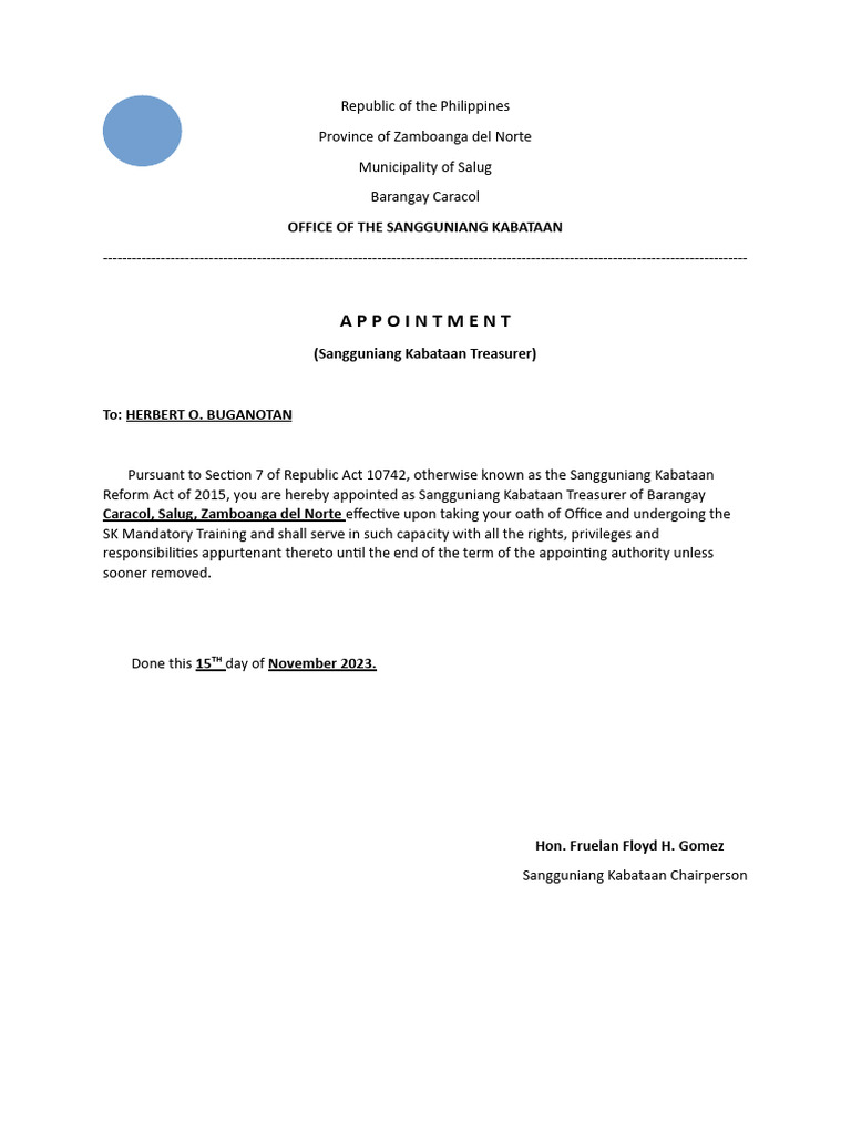 APPOINTMENT | PDF | Government | Youth Organizations