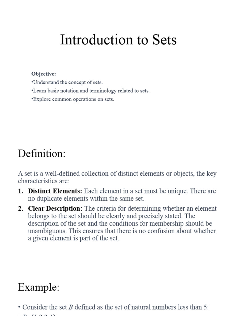 Introduction to Sets | PDF | Set (Mathematics) | Subset