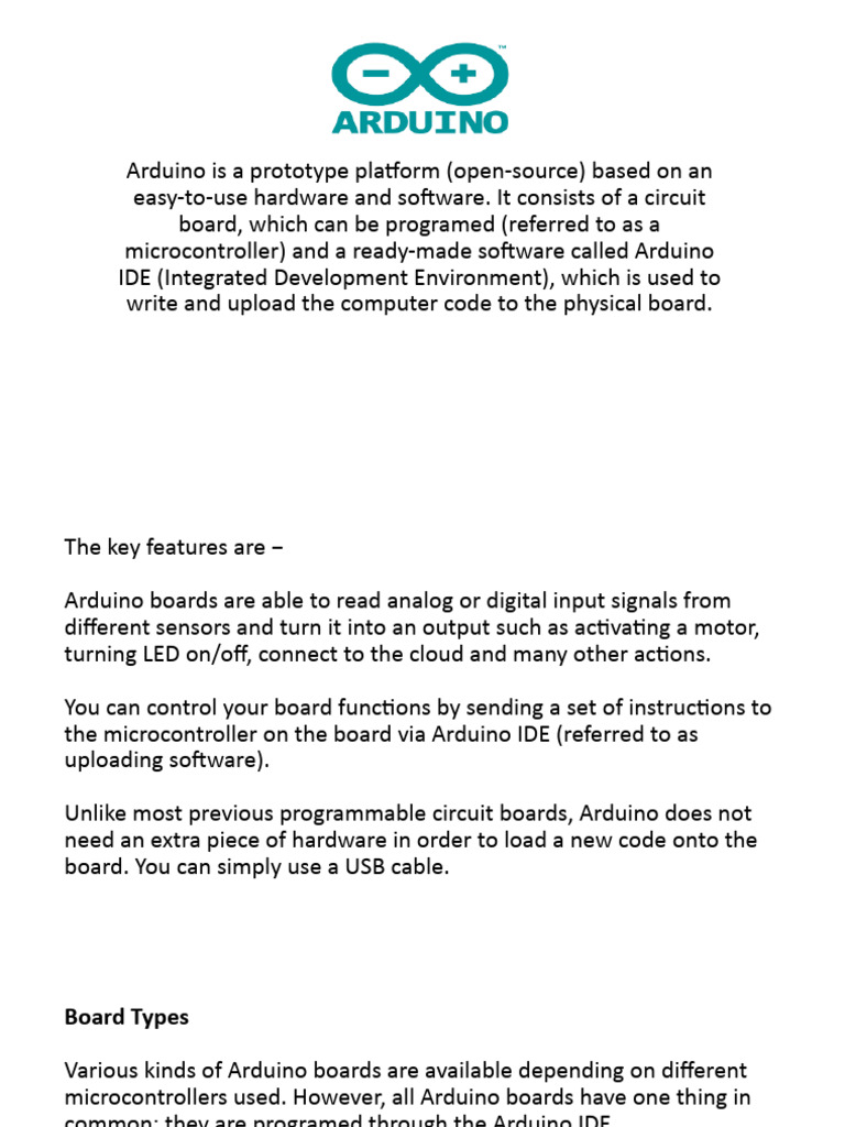 Arduino Presentation | PDF | Arduino | Data Type