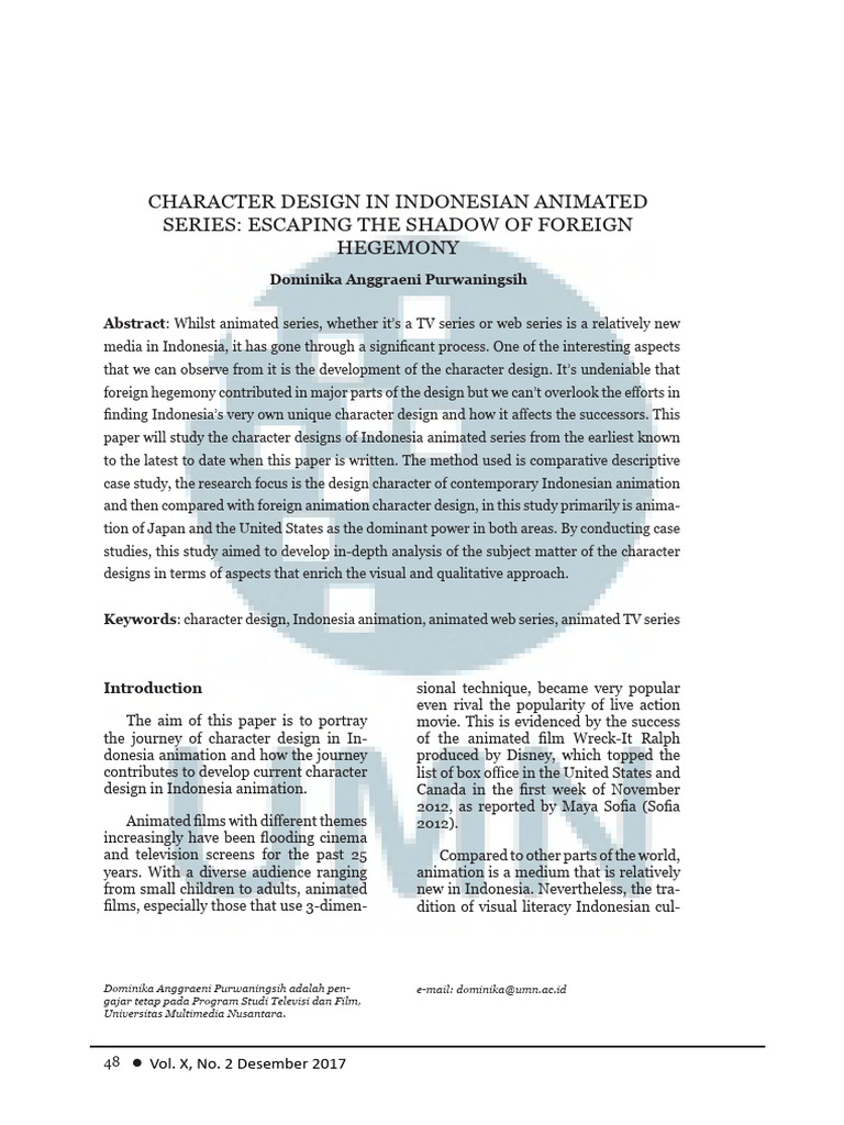 Character Design in Indonesian Animated Series Esc | PDF | Animation