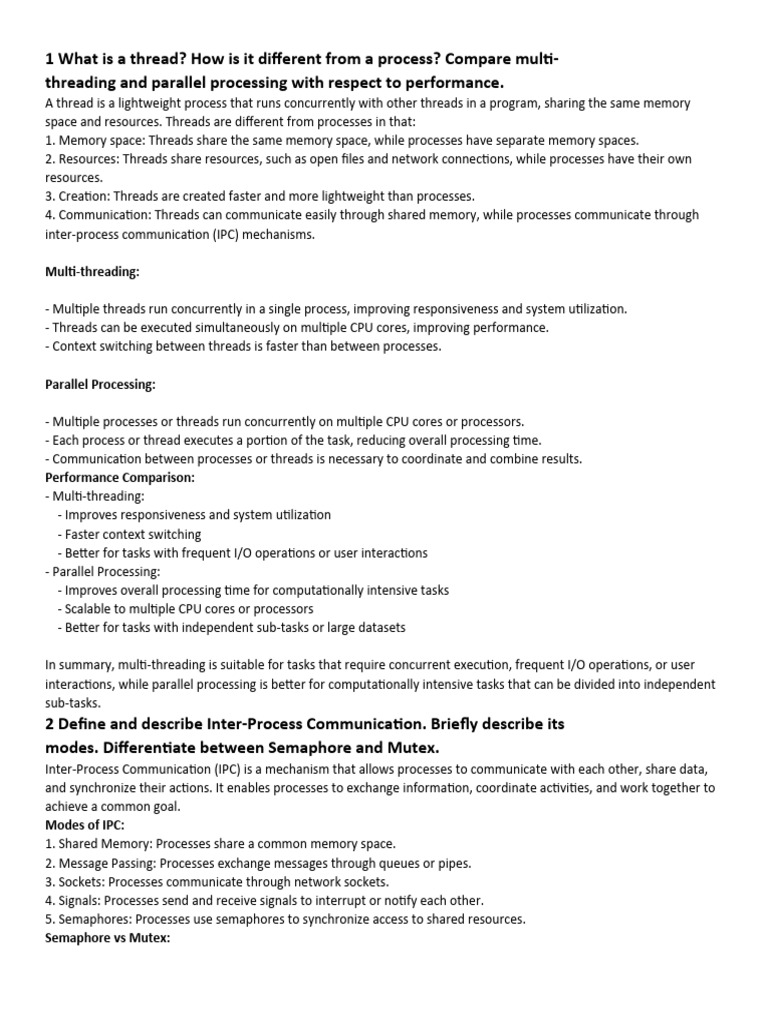 1 What Is A Thread Pdf Process Computing Thread Computing