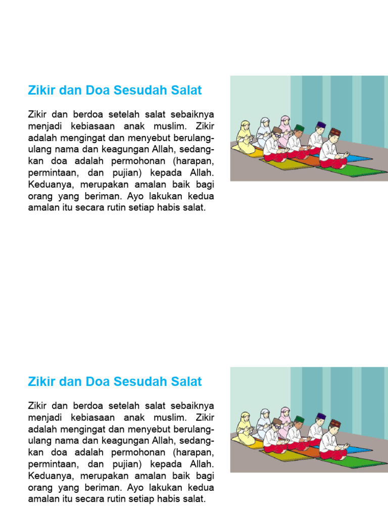 Pai 3 SMT 2 Pelajaran 10 Zikir Dan Doa Sesudah Salat | PDF