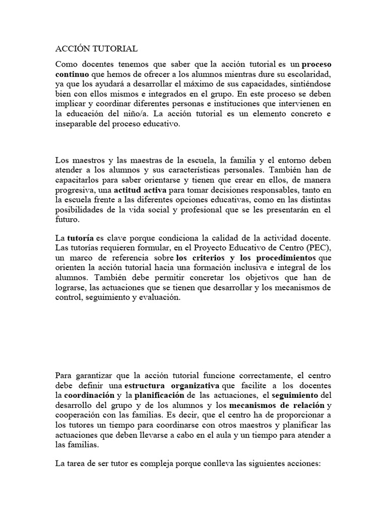 Accion Tutorial | PDF | Aprendizaje | Evaluación