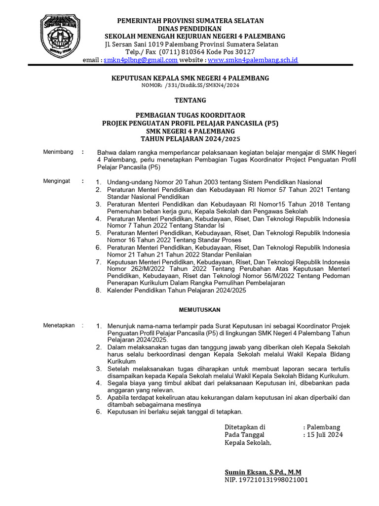 Pembagian Tugas P5 2425 | PDF