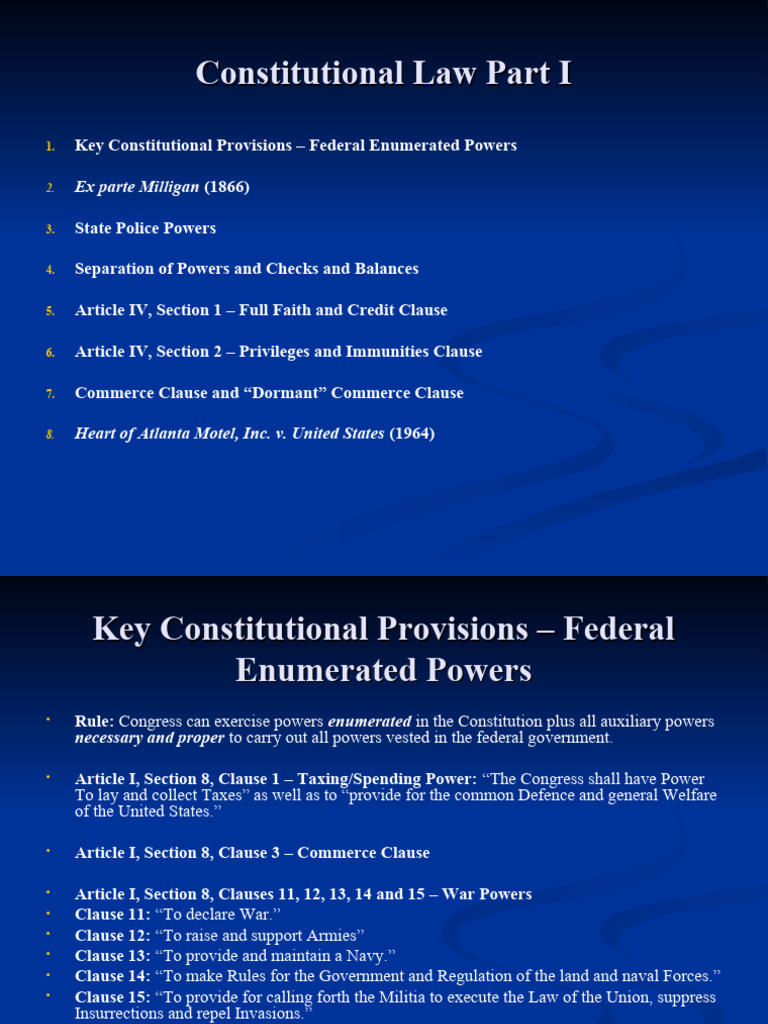 Constitutional Law I - BUL 3310 | PDF | Commerce Clause | Article One ...