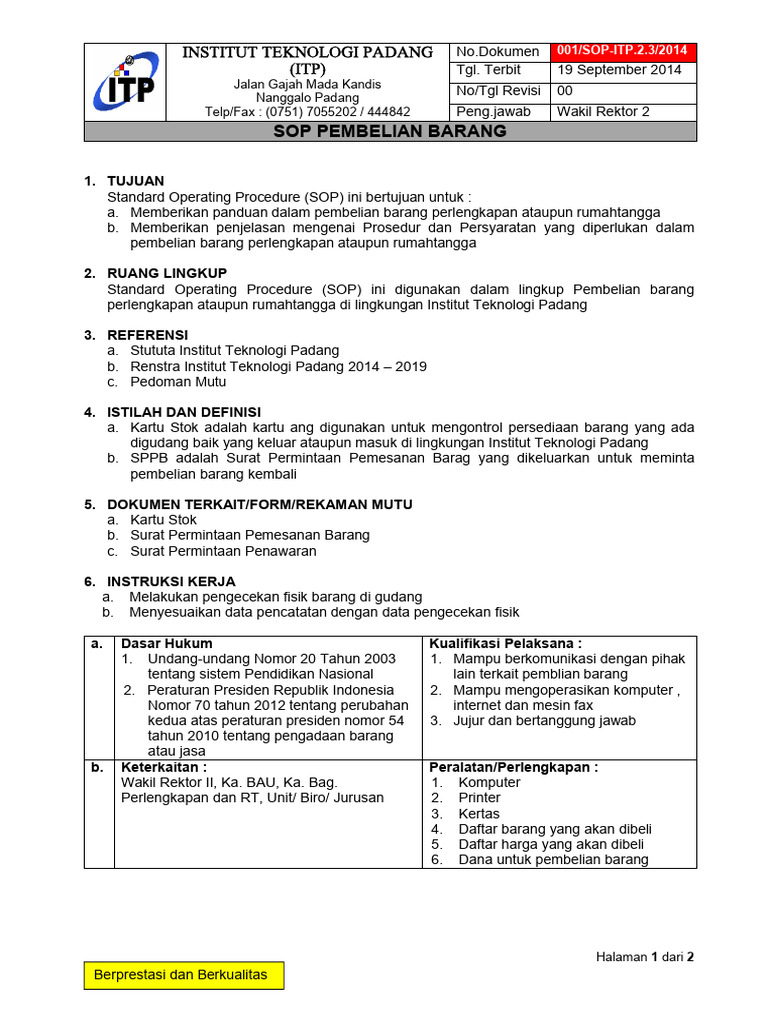 01-23.sop Pembelian Barang | PDF