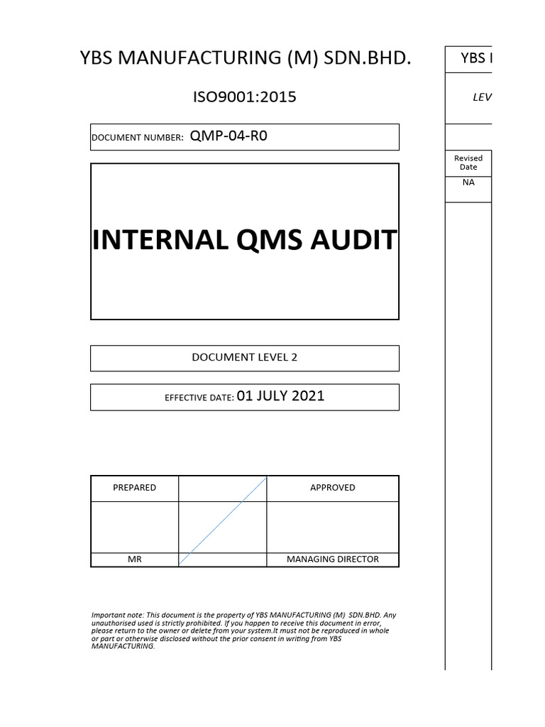 QMP04 Internal Audit | PDF | Auditor's Report | Audit