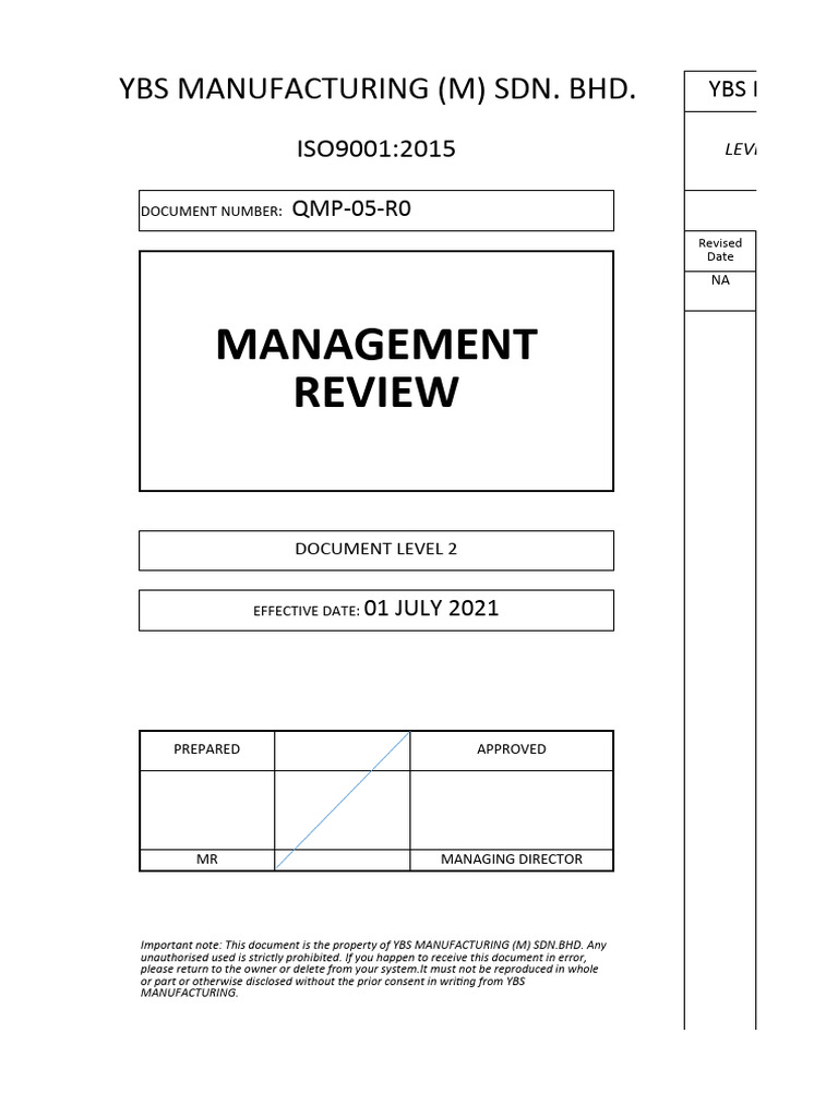 Qmp05 Management Review | PDF | Quality Management System | Audit
