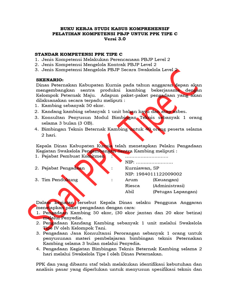 Buku Kerja Pelatihan PPK Tipe C Versi 3.0 | PDF | Griya & Taman