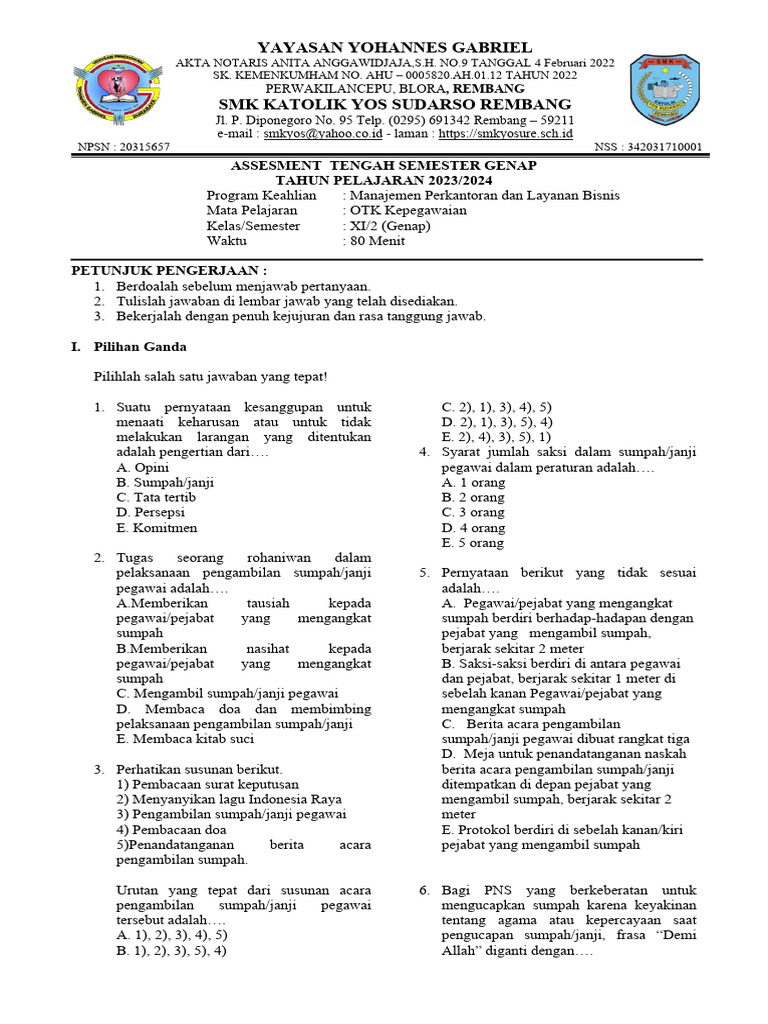Soal PTS Semester 2 MP | PDF