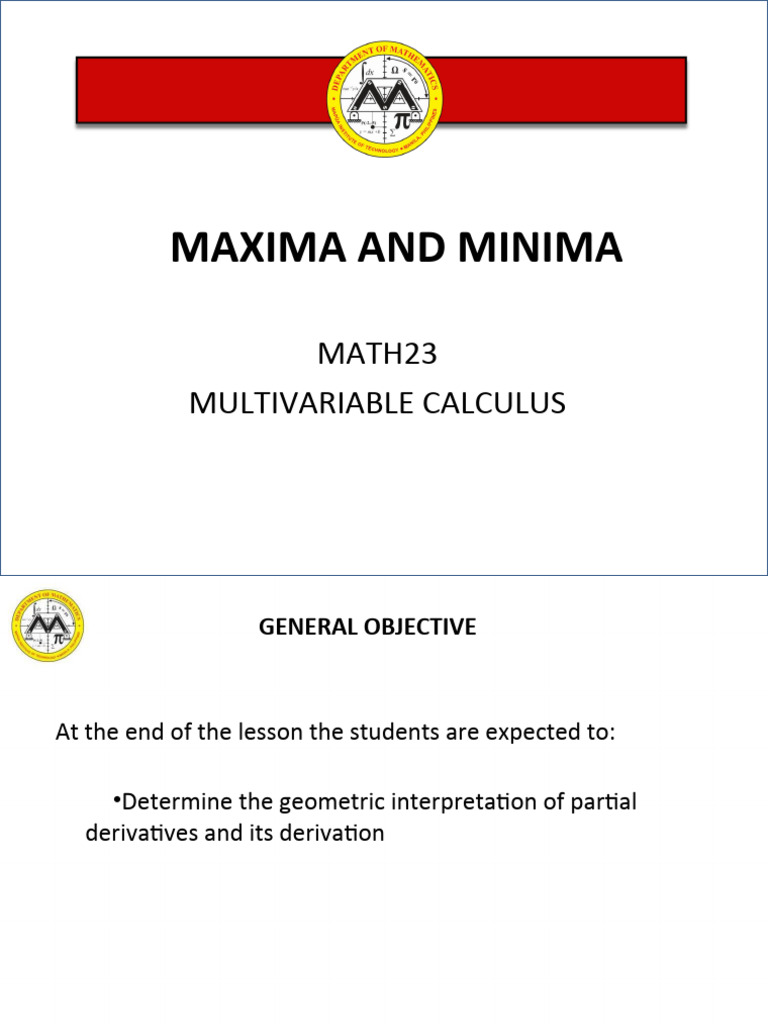 Lesson - 16 - Maxima and Minima For Functions of Several Variables | PDF | Teaching Methods ...