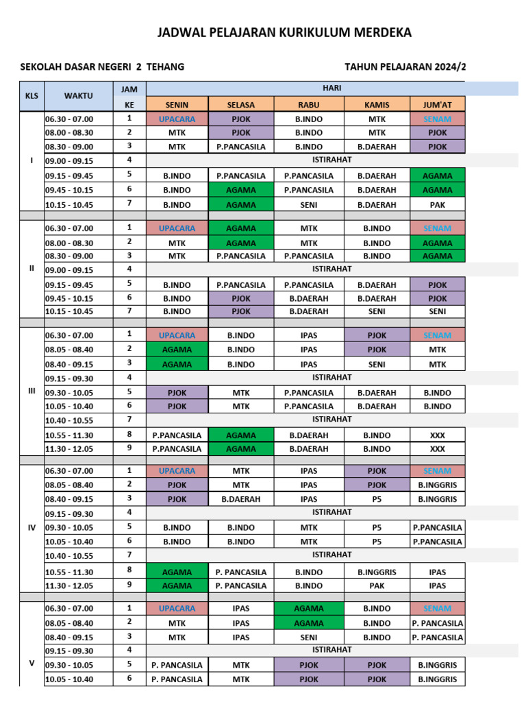 Jadwal Kumer SD | PDF
