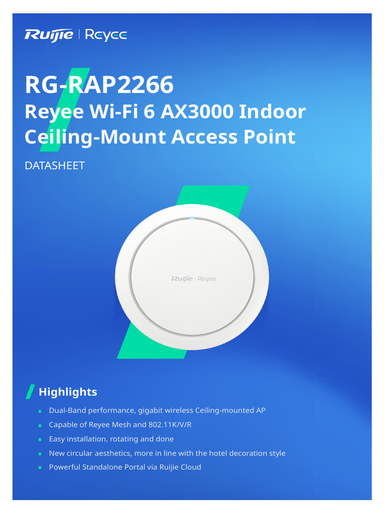 RG-RAP2266 Wi-Fi 6 Access Point Specs | PDF | Ieee 802.11 | Wi Fi