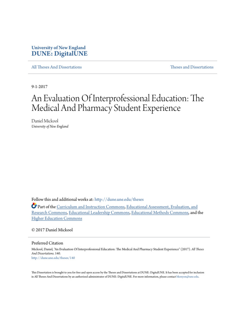 An Evaluation of Interprofessional Education - The Medical and Pha | PDF | Pharmacy | Health Care