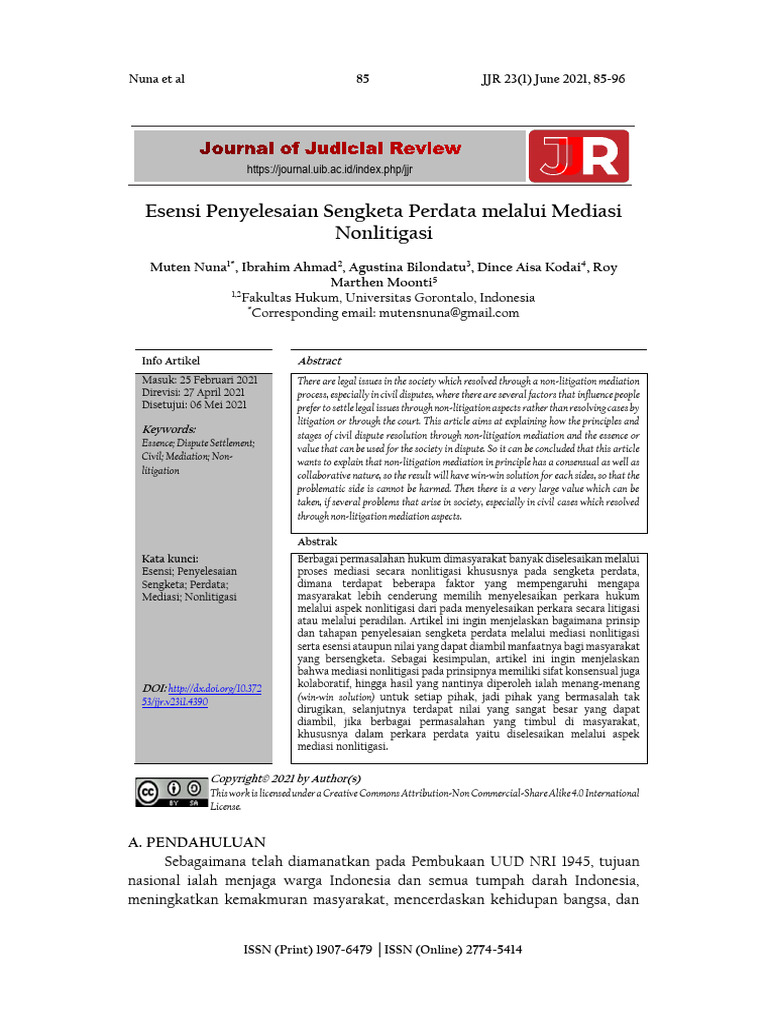 Esensi Penyelesaian Sengketa Perdata Mel | PDF | Ilmu Sosial | Hukum