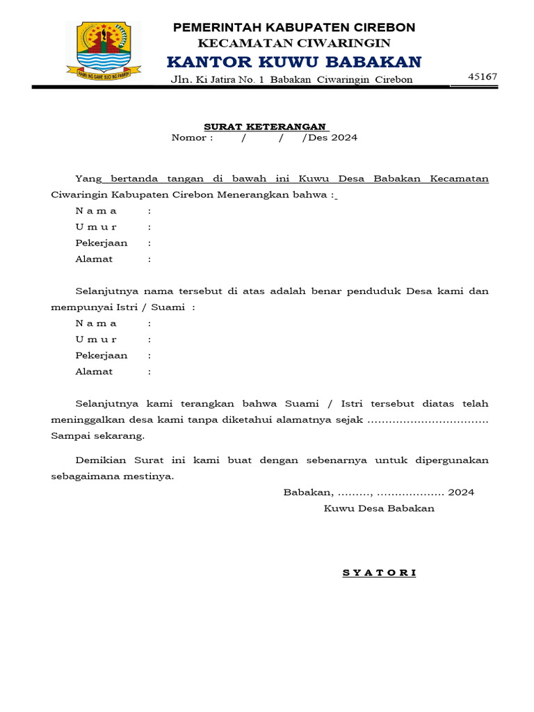 Surat Keterangan Minggat | PDF | Olahraga & Rekreasi