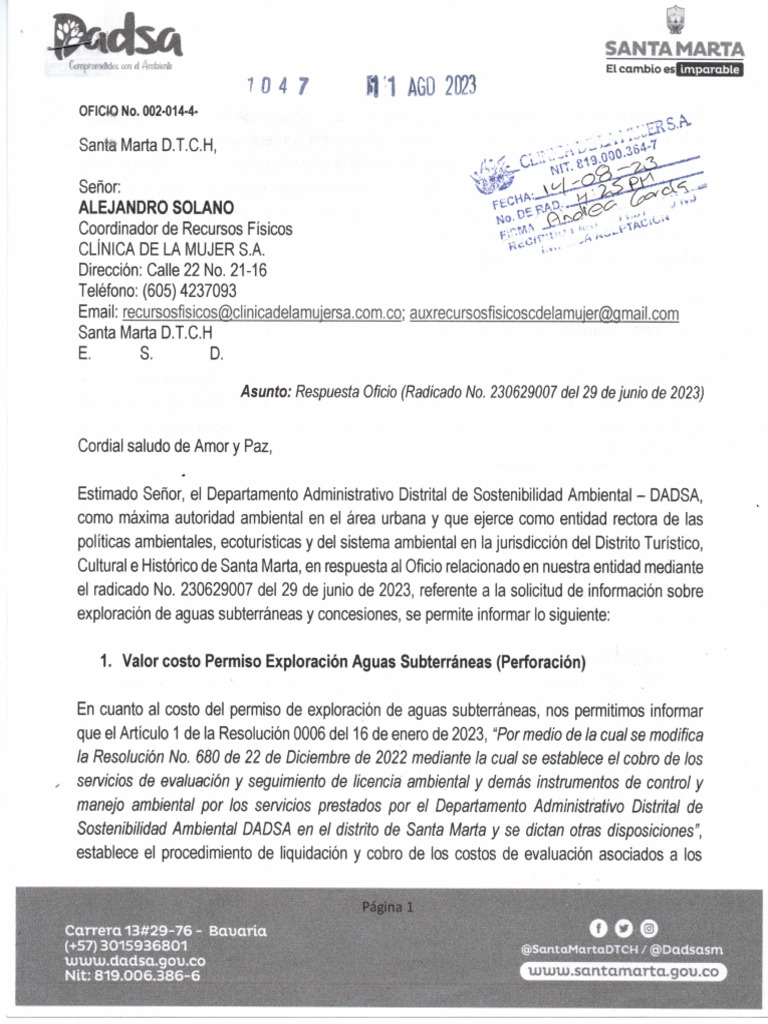 Respuesta Dadsa | PDF