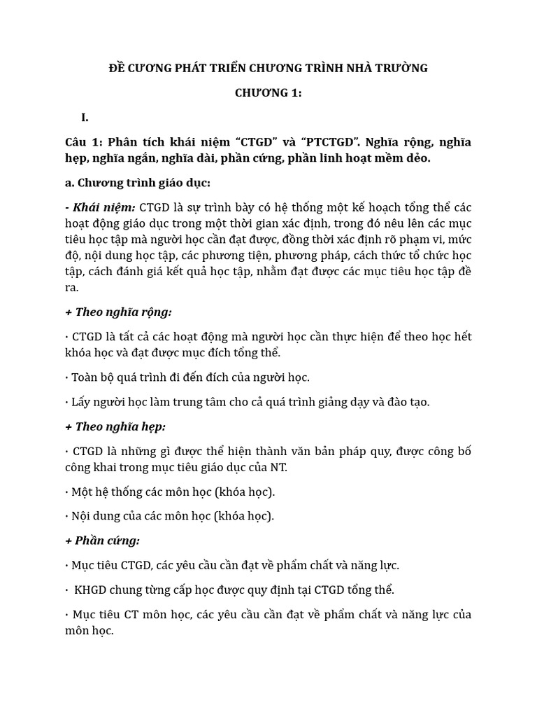 ĐỀ CƯƠNG PTCT NT | PDF