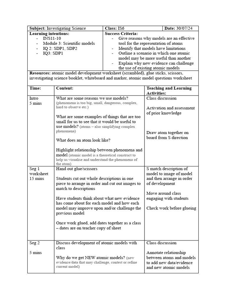 Understanding Atomic Models in Science | PDF | Science | Reason