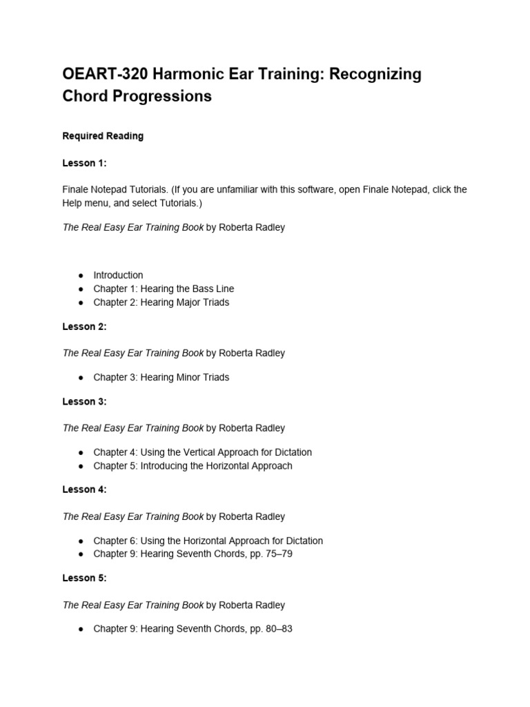 OEART-320 Harmonic Ear Training | PDF