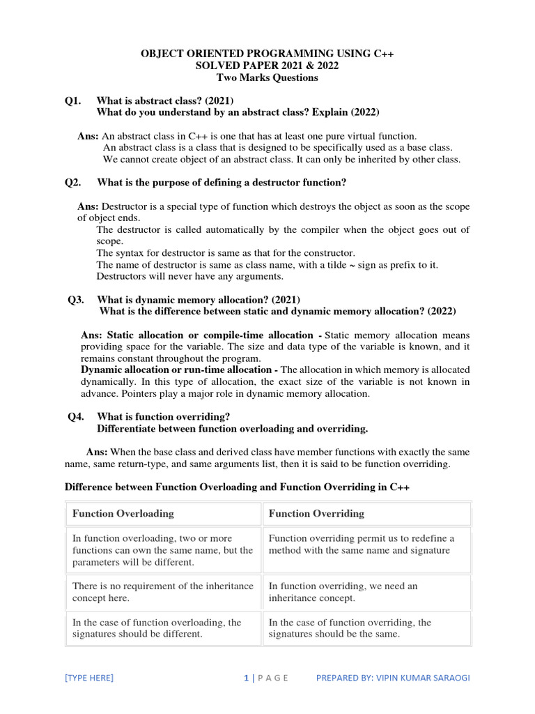OOP QUESTION With Solution | PDF | Object Oriented Programming | Class (Computer Programming)