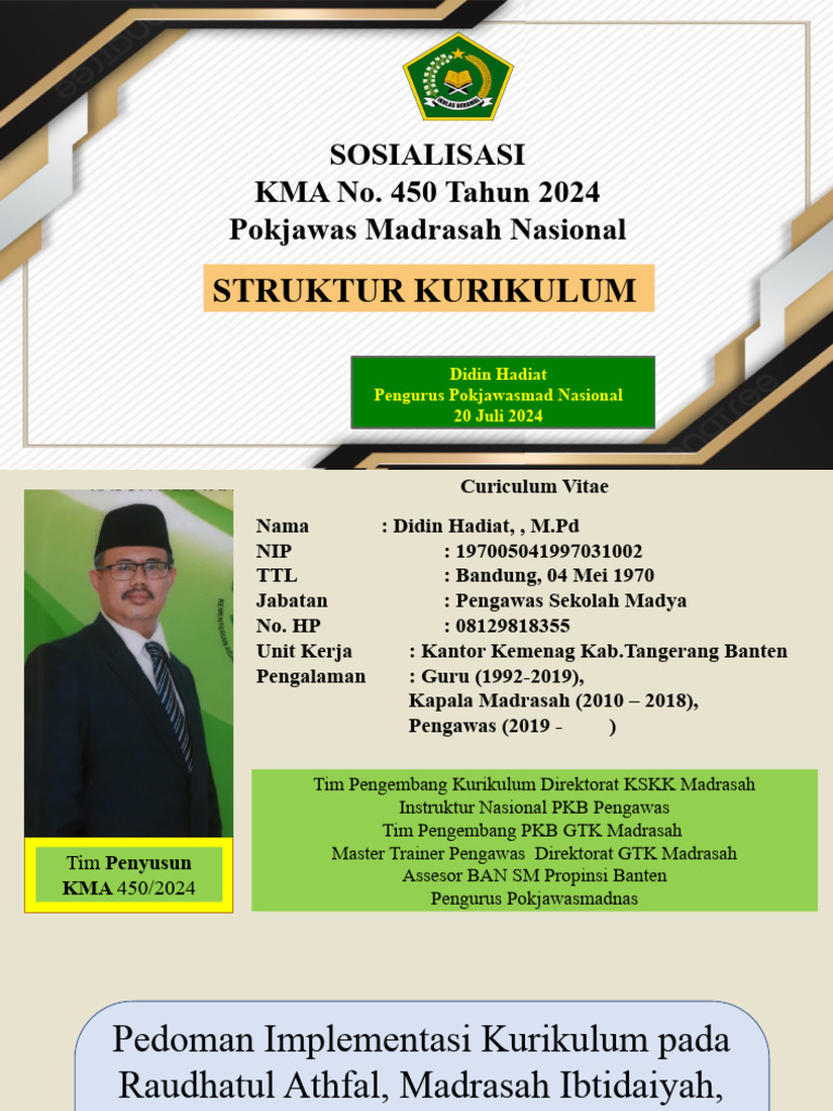 Struktur Kurikulum KMA 450 Tahun 2024 | PDF