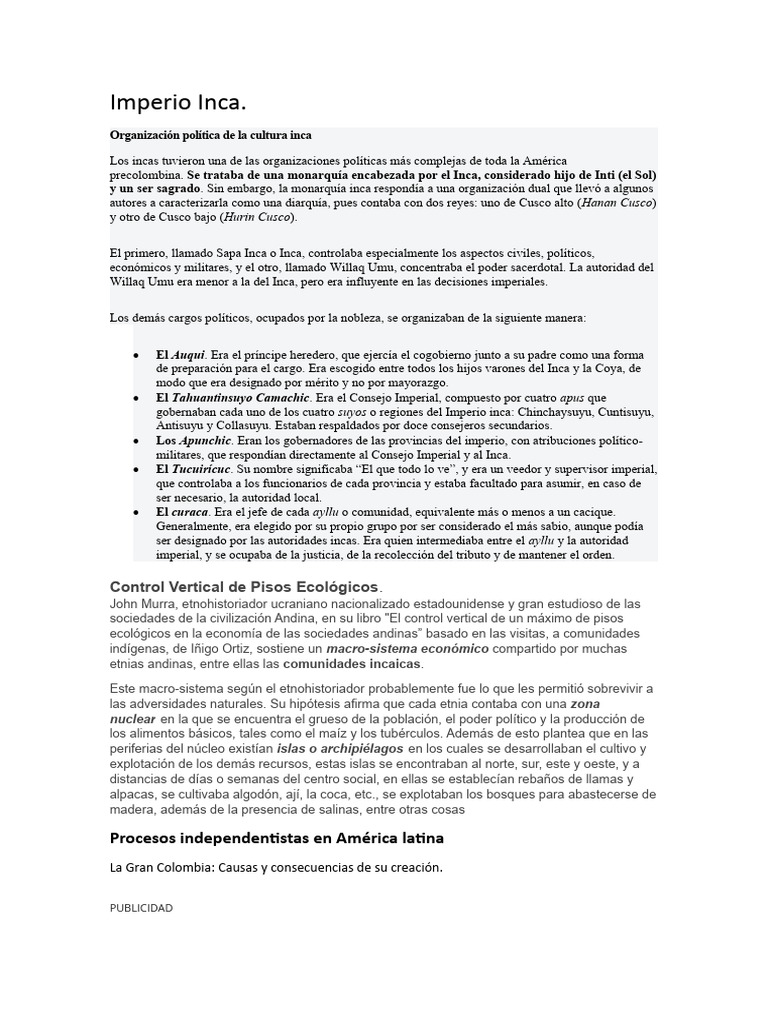 Imperio Inca | PDF | Imperio Inca | Ecuador
