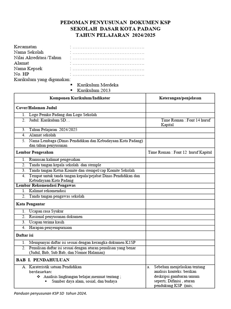 Pedoman Penyusunan KSP 2024 | PDF
