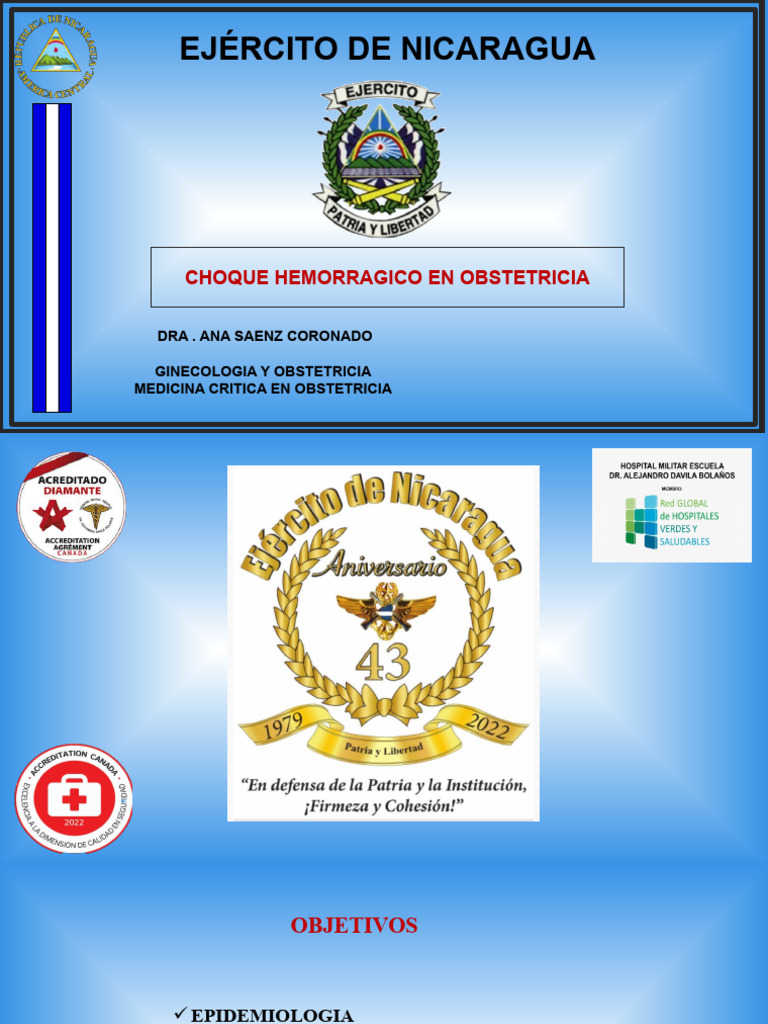 CHOQUE HEMORRAGICO EN OBSTETRICIA Dra Saenz | PDF | Sangre | El embarazo