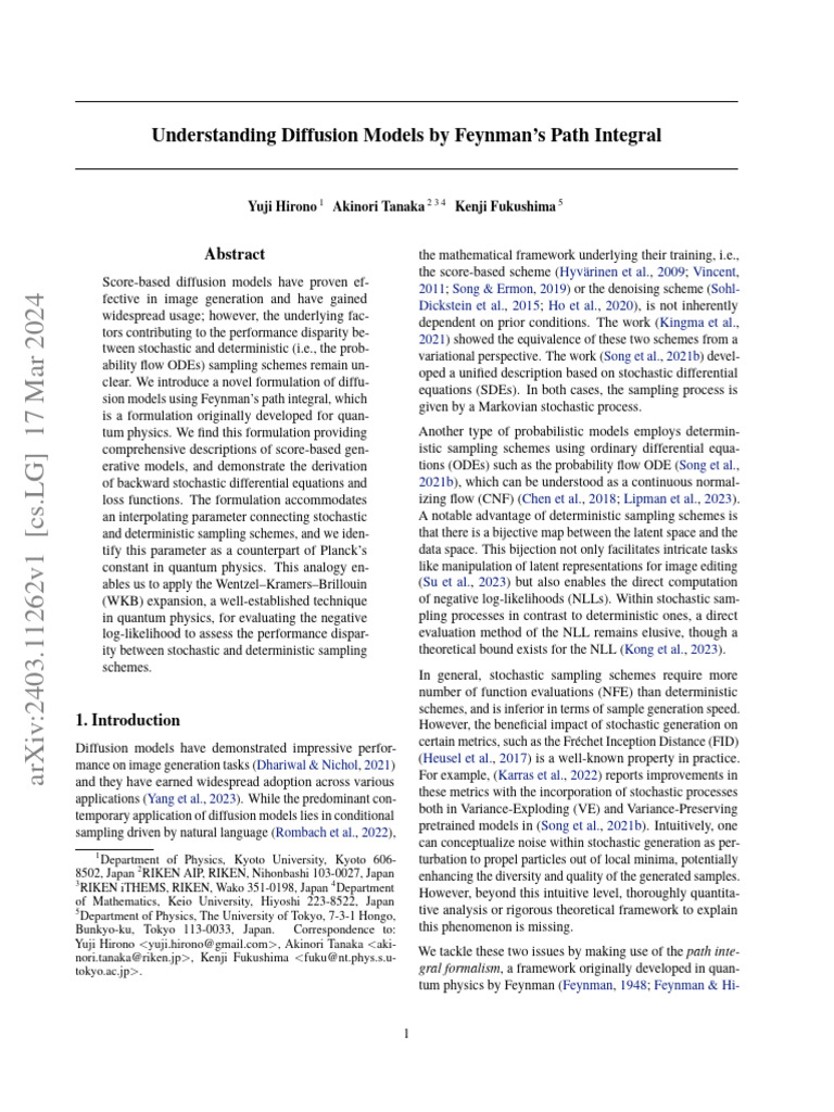 Understanding Diffusion Models by Feynman's Path Integral | PDF ...