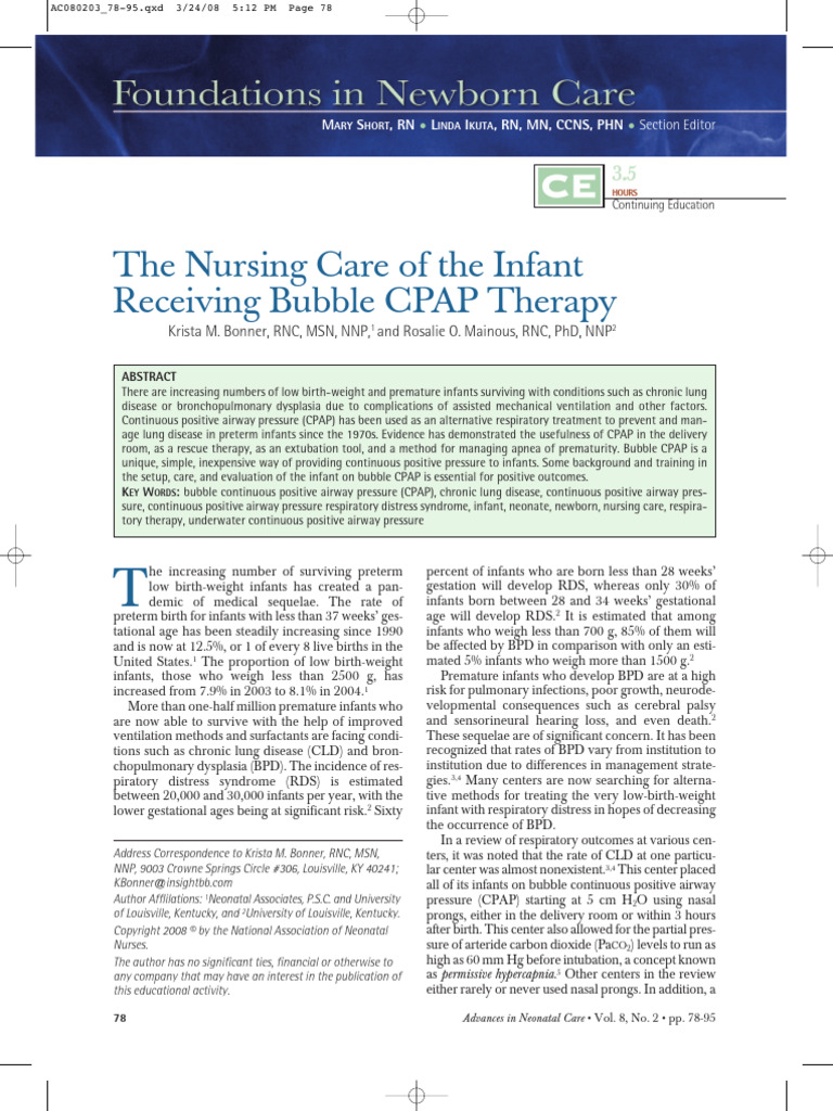 Bubble CPAP | PDF | Preterm Birth | Respiration