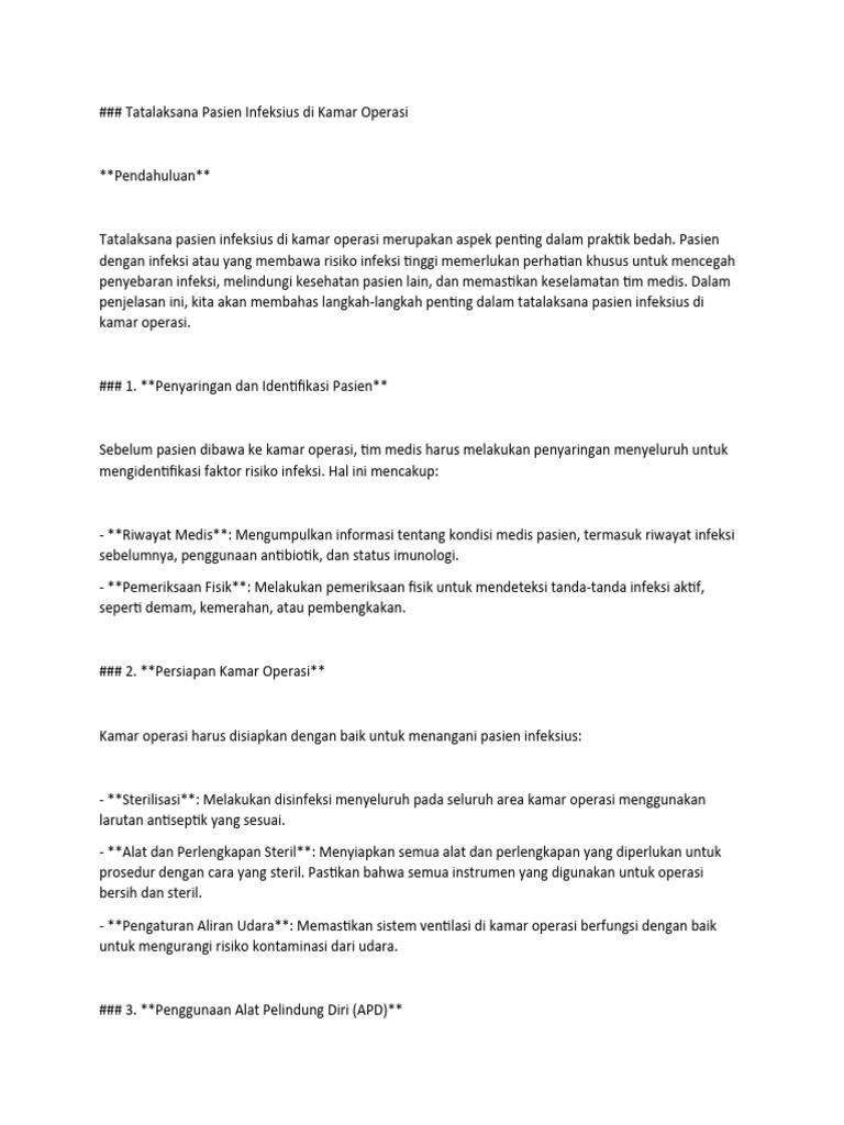 Tatalaksana Pasien Infeksius Di Kamar Operasi | PDF | Komputer ...