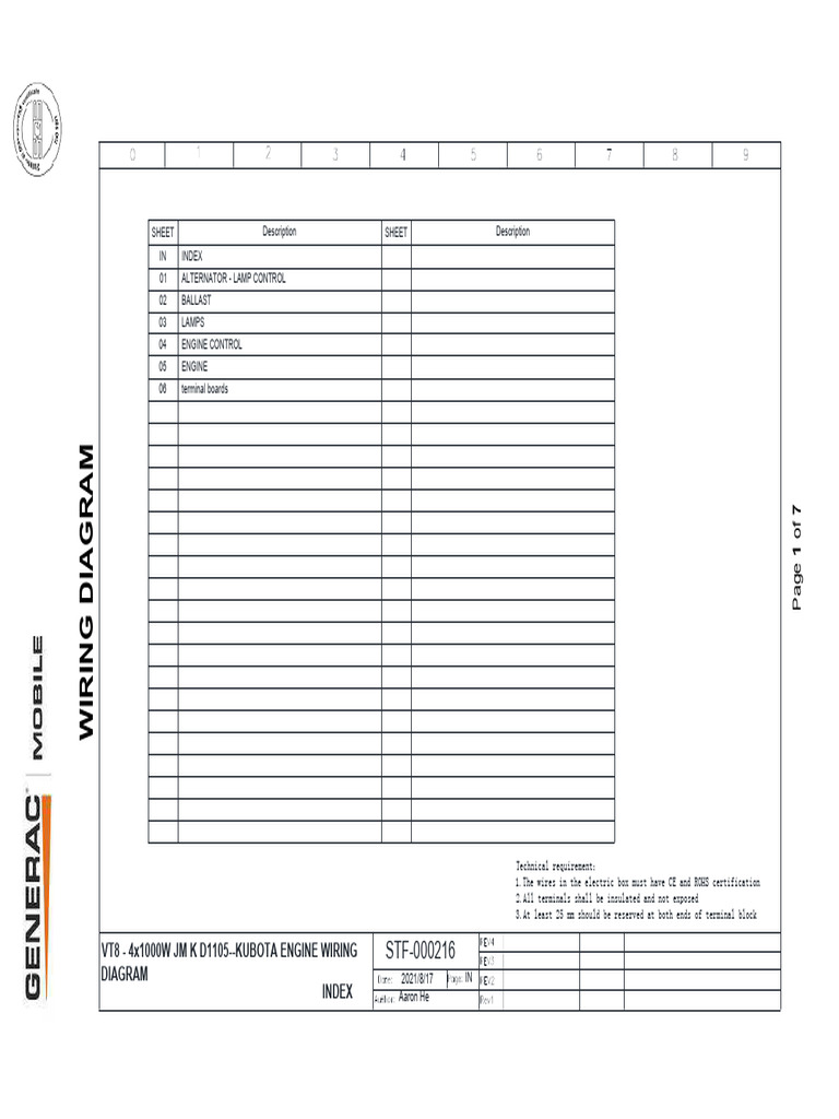 Wiring Diagram - Generac - vt8 K Metal Halide - Rev00 | PDF | Machines ...