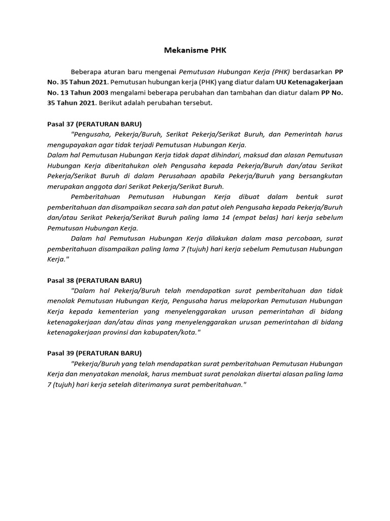 Mekanisme PHK | PDF