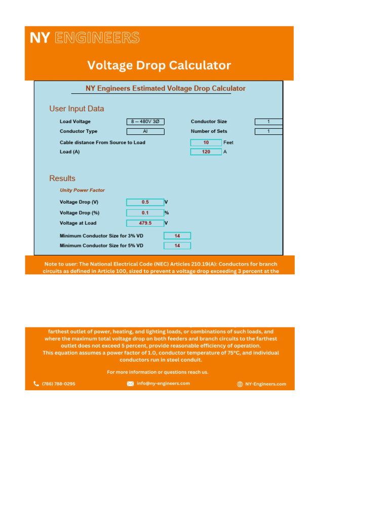 Electrical Voltage Drop Calculator | PDF | Science & Mathematics ...