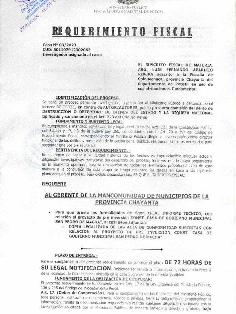 Requerimiento Fiscal | PDF