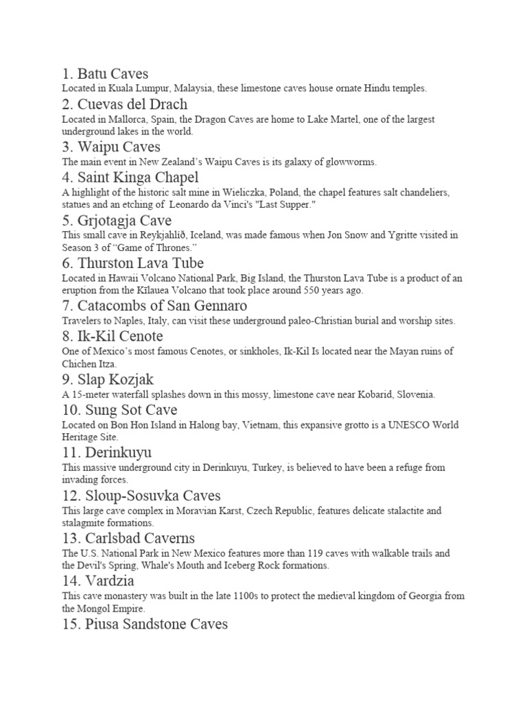 50 Beautiful and Mysterious Underground Places | PDF | Cave | Rapid Transit