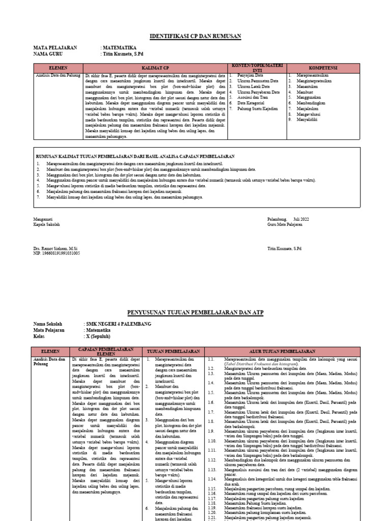 Modul Ajar Statistika X | PDF