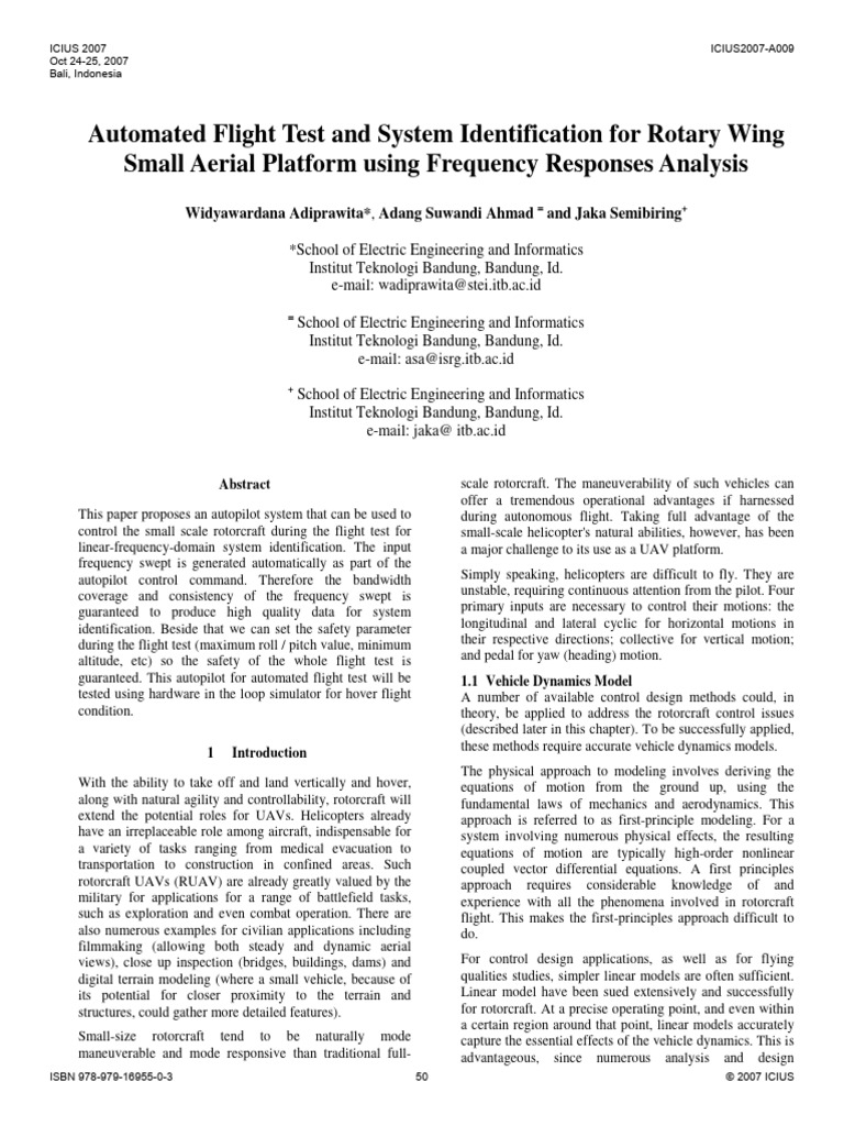 Automated Flight Test and System Identification For Rotary Wing Small ...
