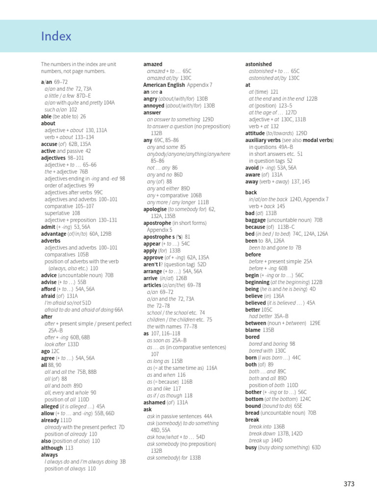 Comprehensive English Grammar Index | PDF | Verb | Plural
