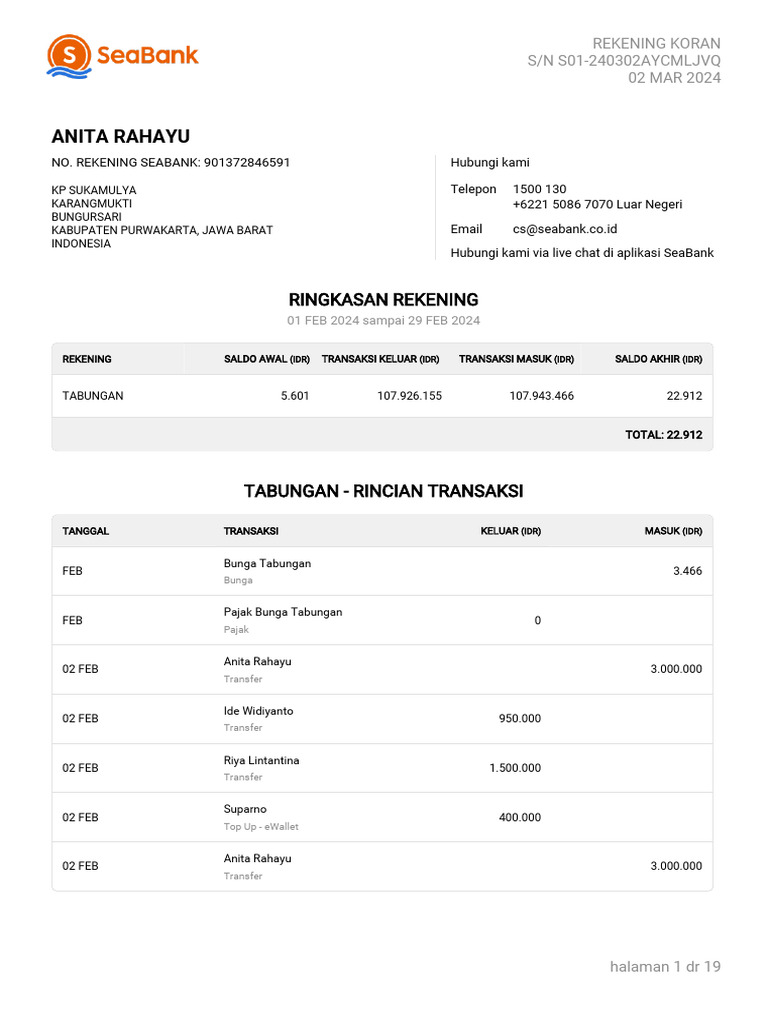 Seabank Statement 20240314 | PDF