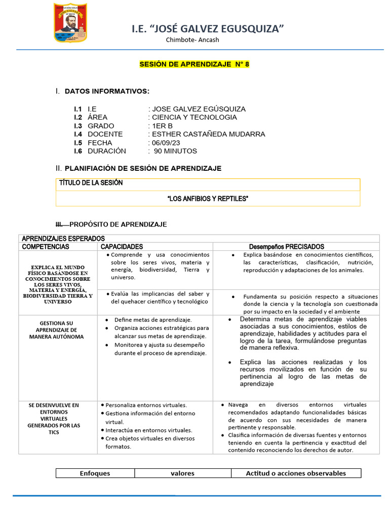 Sesion 8 - Anibios y Reptiles | PDF | Aprendizaje | Anfibio