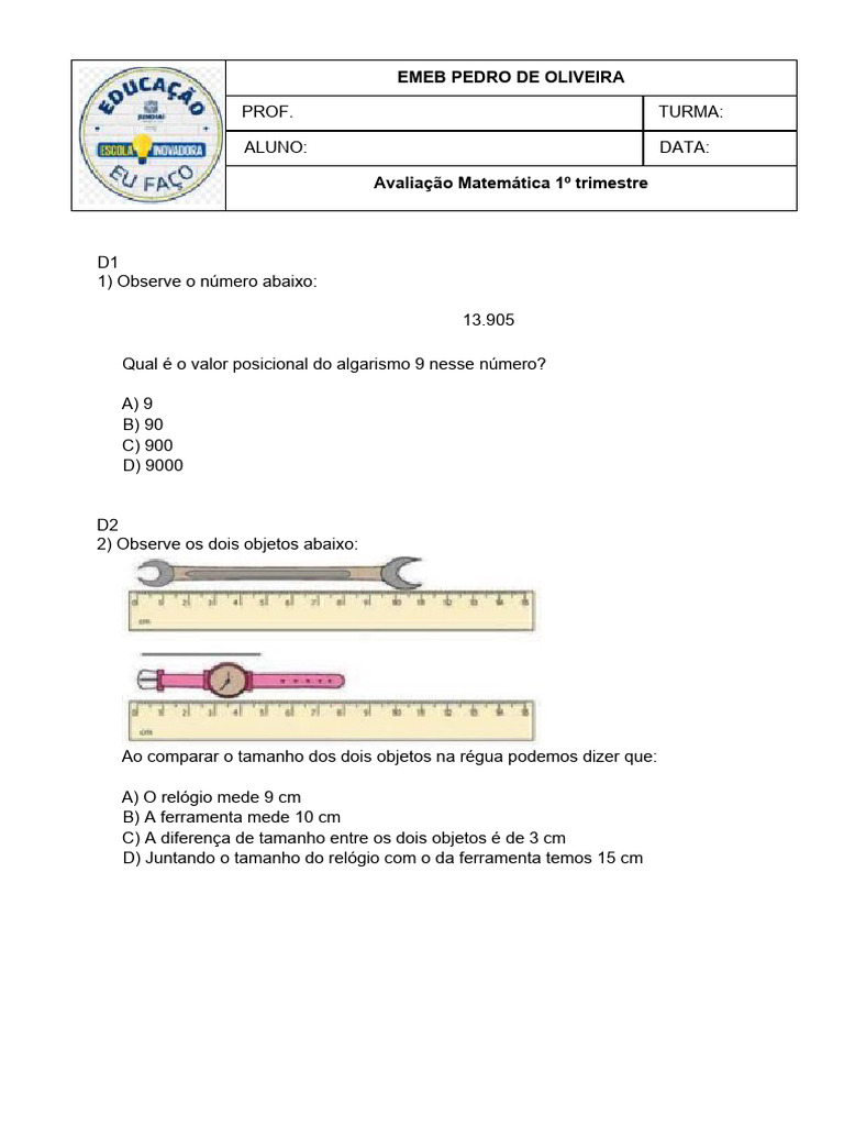 Matemática 2024 1º Trim | PDF