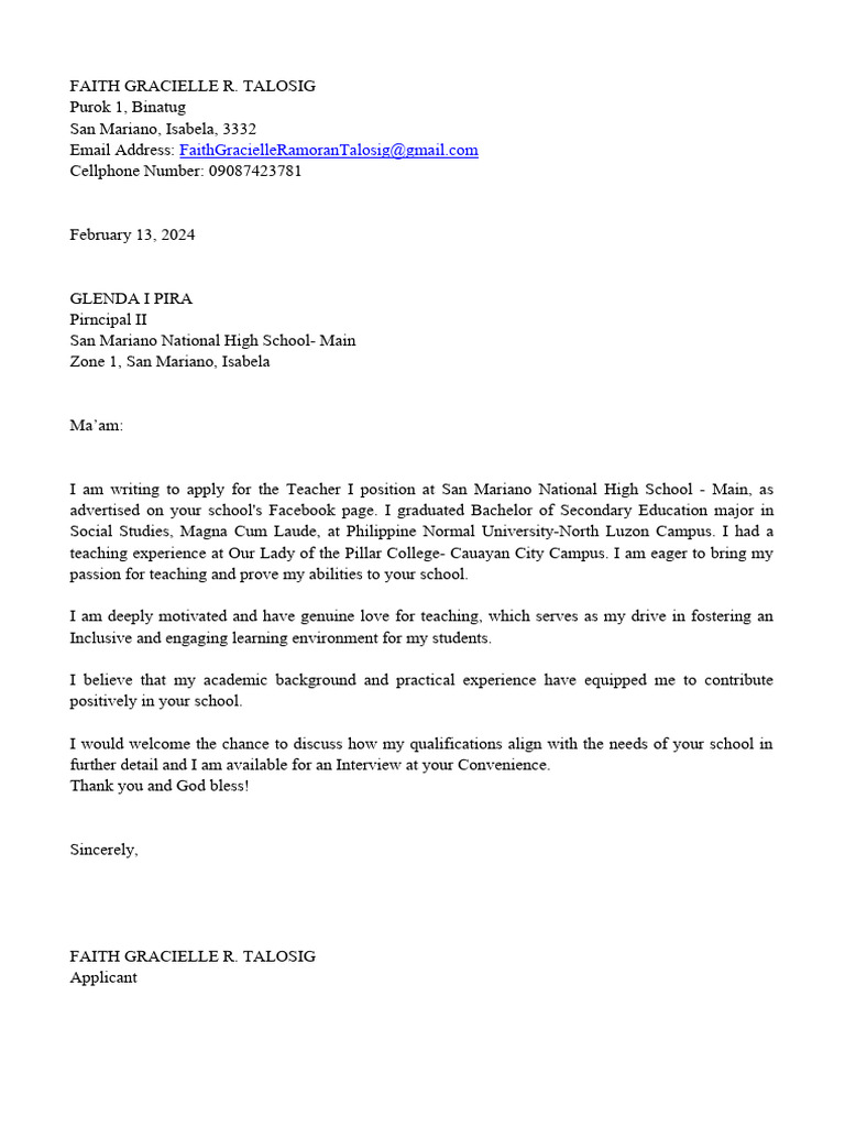 Application-Letter Example | PDF