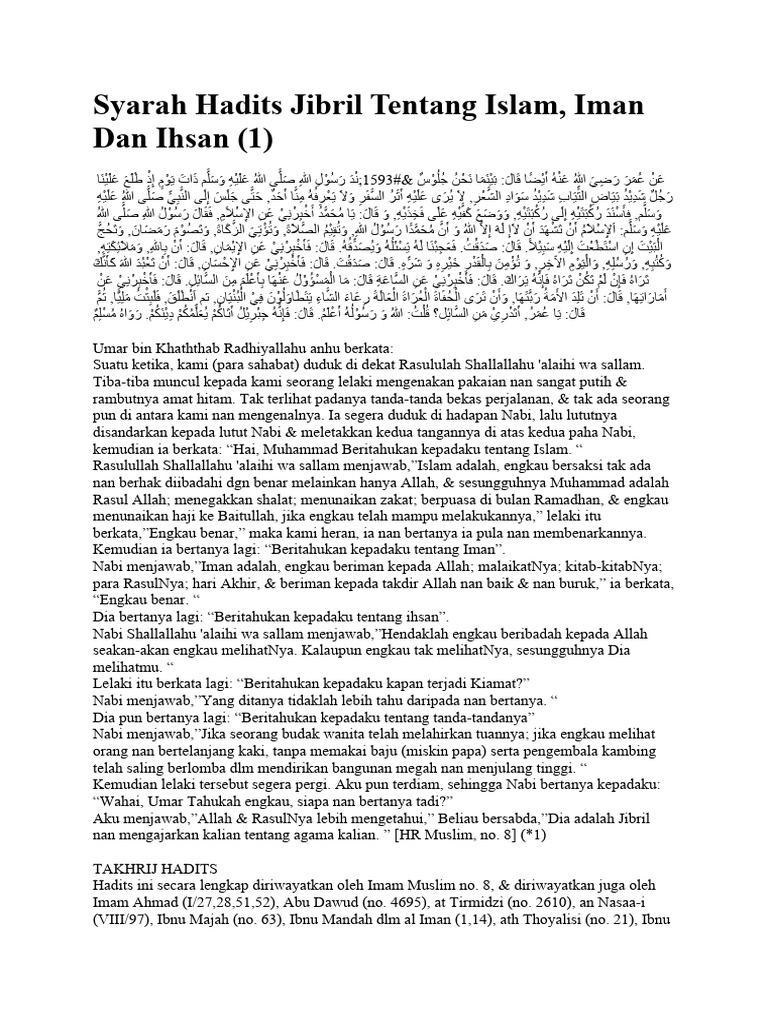 Syarah Hadits Jibril Tentang Islam | PDF