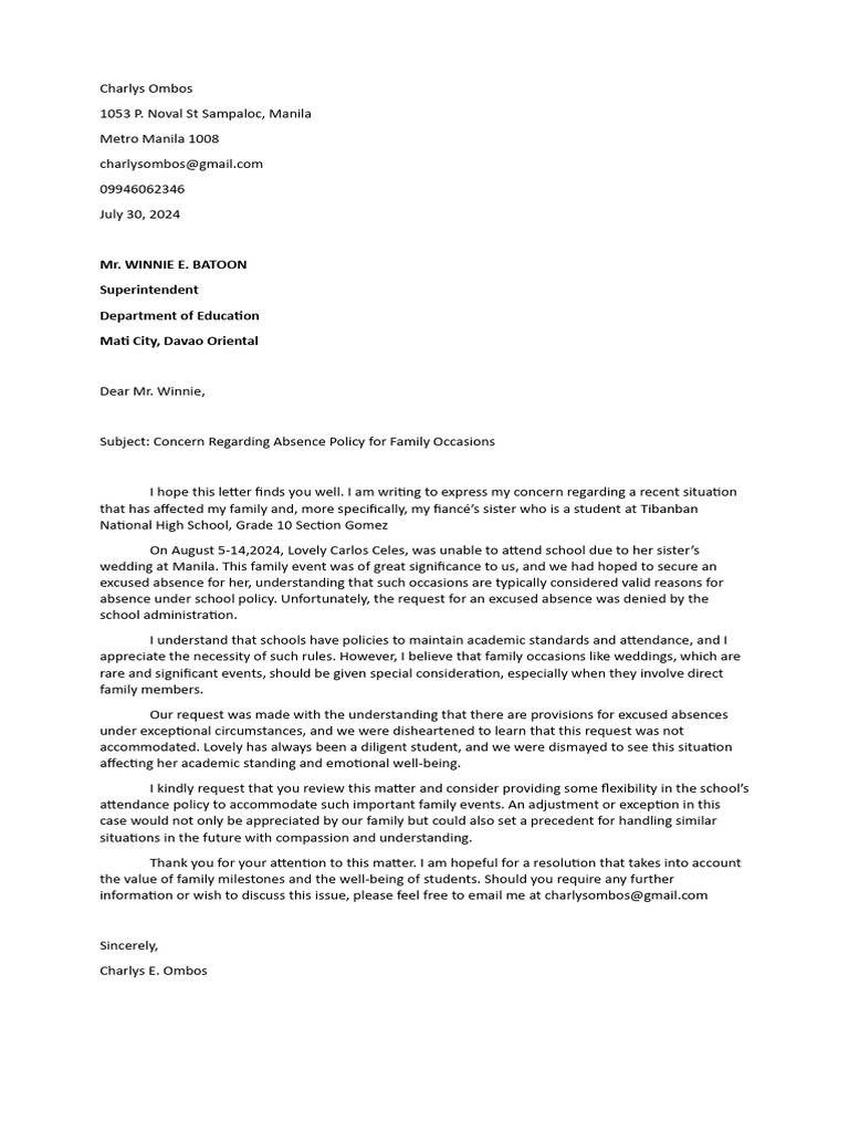 Letter For DepEd City of Mati | PDF