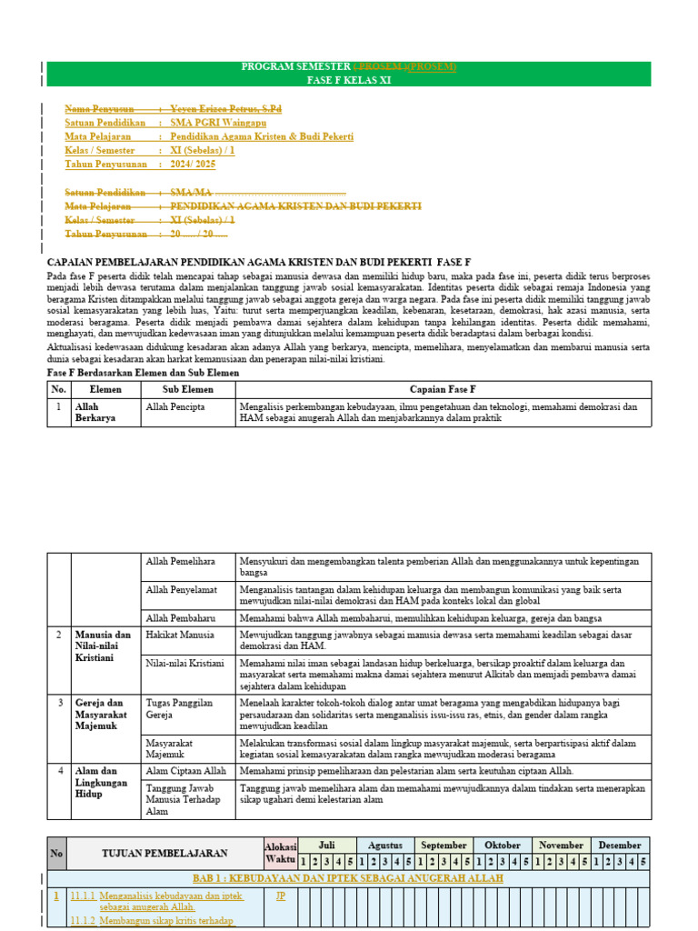 PROSEM - PA Kristen 11 | PDF