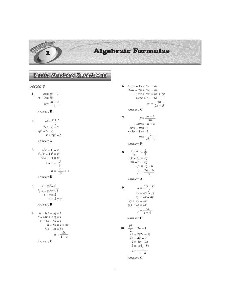 2 Algebraic Formulae | PDF